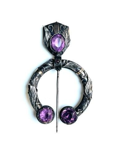 ANCIEN Fibule Provençale XIXè Argent Améthyste French Silver Fibula ...