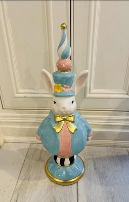 🐰NWT Tophat & Tail Ceramic Mad Hatter Finial w/Pedestal Base HTF! | eBay