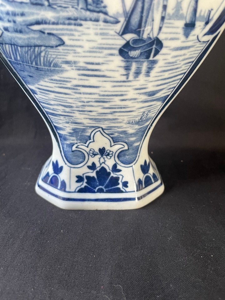 Antique Dutch Delft vase with typical dutch scene. Marked Bottom | eBay
