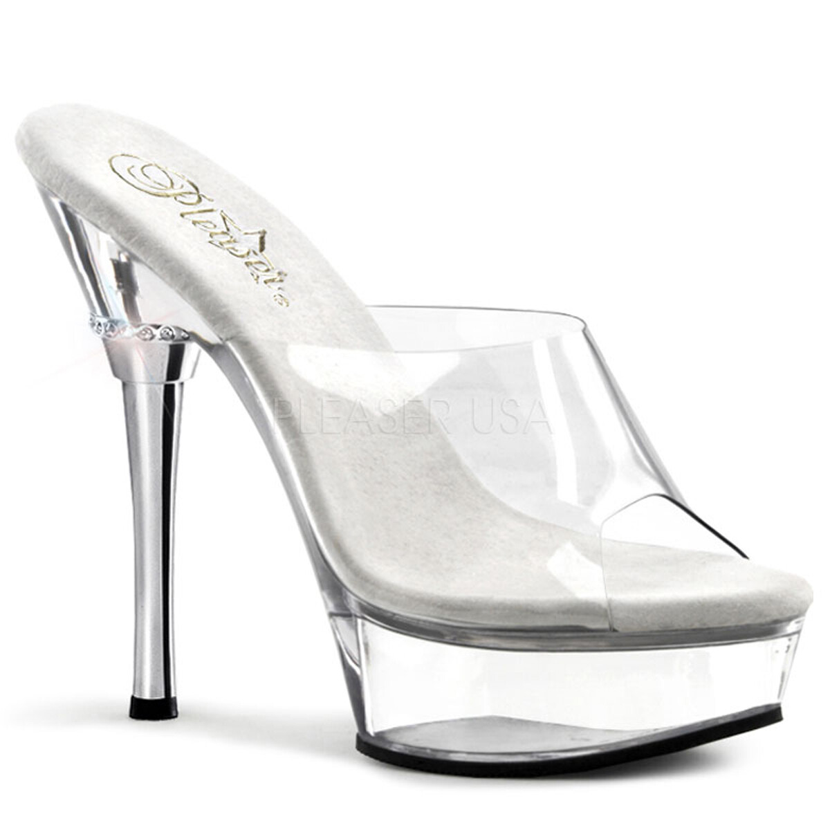 6" Clear Stiletto High Heels Fitness Pageant Competition Shoes size 7 8 ...