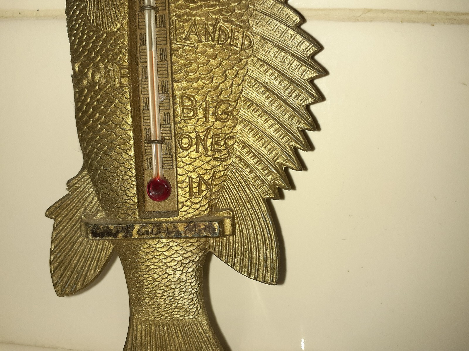Vintage Almar Metal Arts Point Marion PA Brass FISH Thermometer 6" tall ...