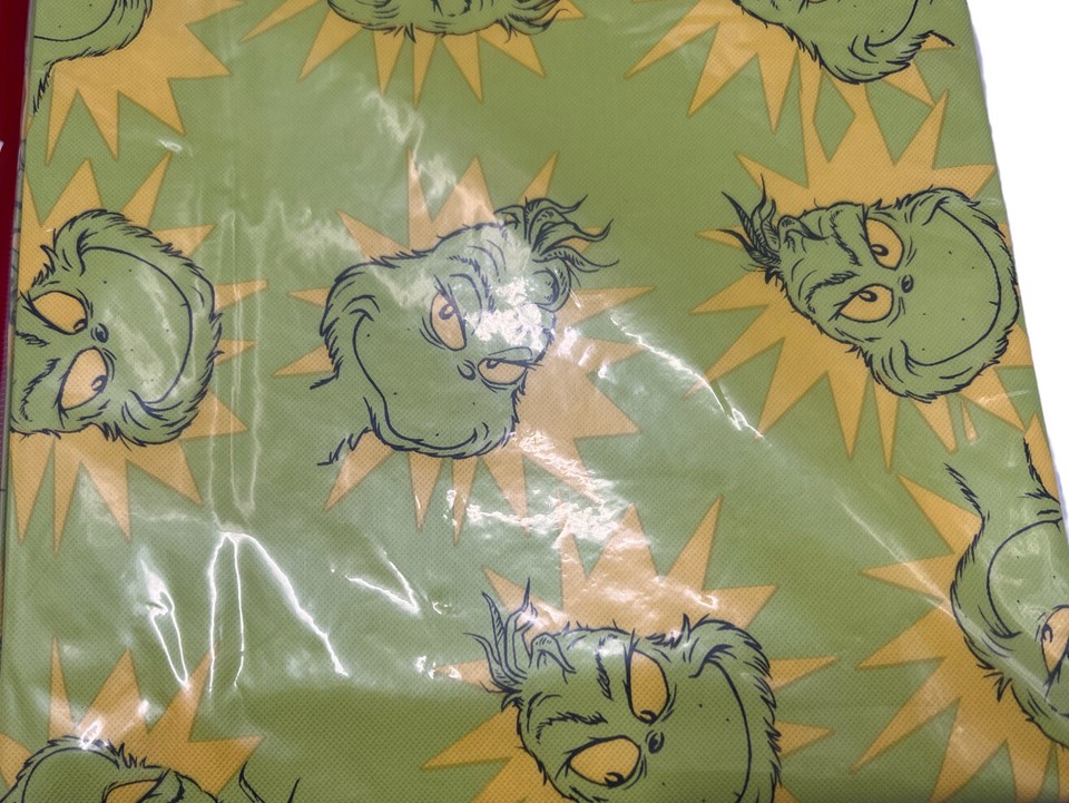 Mr. Grinch Table Cloth Face Christmas 52x70" Vinyl Flannel Back New ...