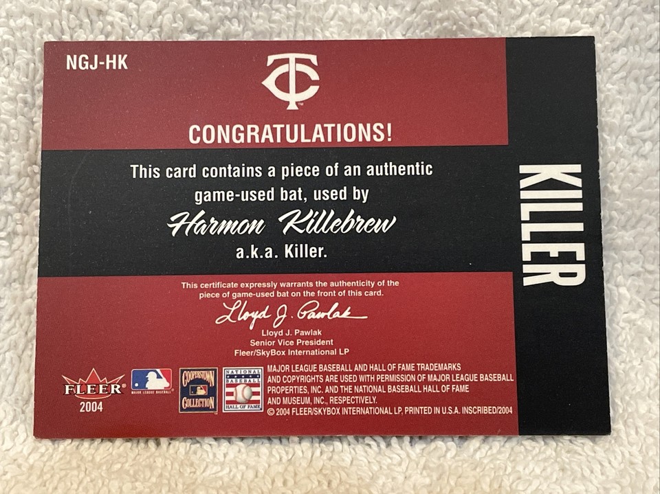 2004 Fleer Inscribed Names OT Game RED Materials Harmon Killebrew GUB ...
