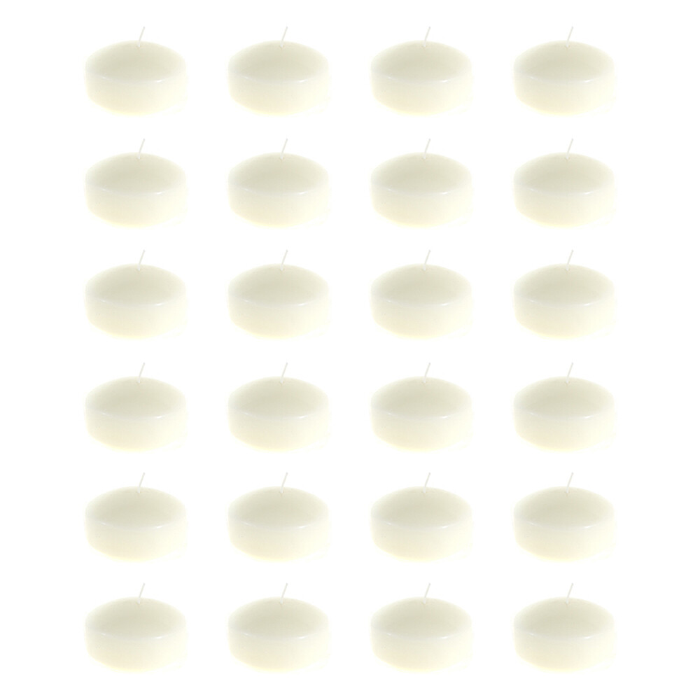 Mega Candles - Unscented 2" Floating Disc Candles - Ivory, Set of 24 | eBay