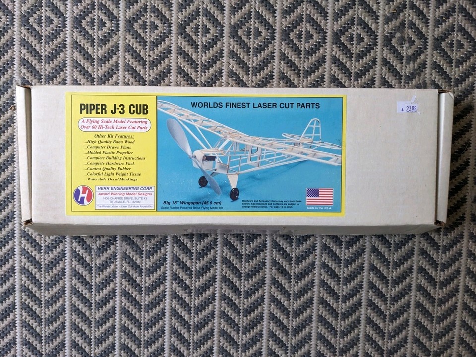 Herr Engineering Piper Cub J-3 Laser Cut Balsa wood Kit 18" Wing NEW ...