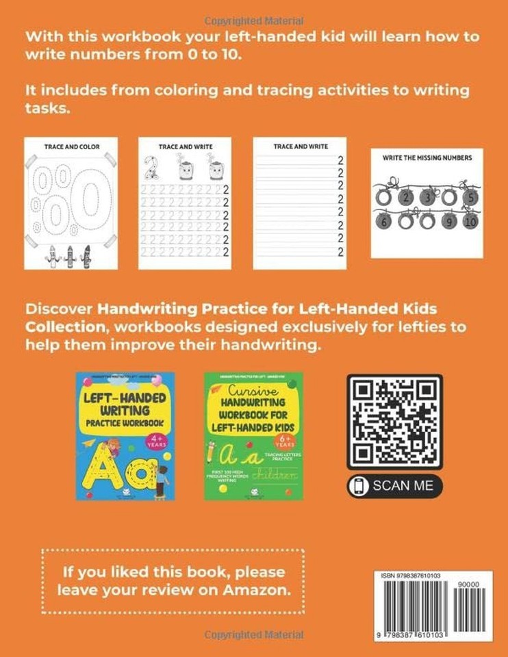Handwriting Practice for Left Handed Kids: Tracing and Writing Numbers ...