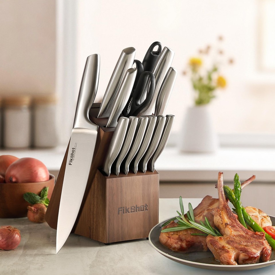 Knife Block Set, Kitchen Knife Sets with Block, Knives Set for Kitchen ...