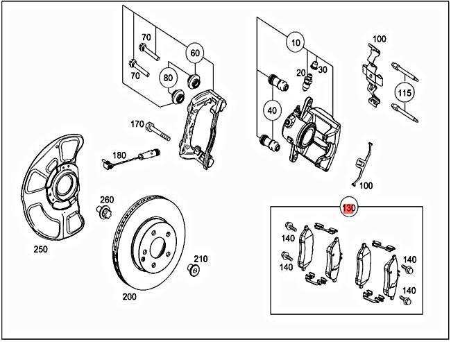 Genuine MERCEDES A207 C204 C207 C218 S204 S212 Ts disk brake pad ...