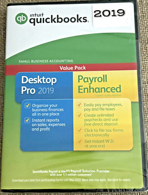 NEW Intuit Quickbooks Desktop Pro 2019 Payroll Enhanced CD SEALED Not a ...