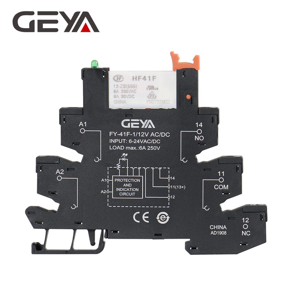 GEYA UL Slim Relay Module For PLC AC/DC24V Relay module Grey 6A 6.2mm ...
