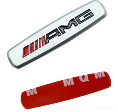 2PCS For AMG Emblems Car Front Rear Seat Tuning Badges Decal Silver Red ...