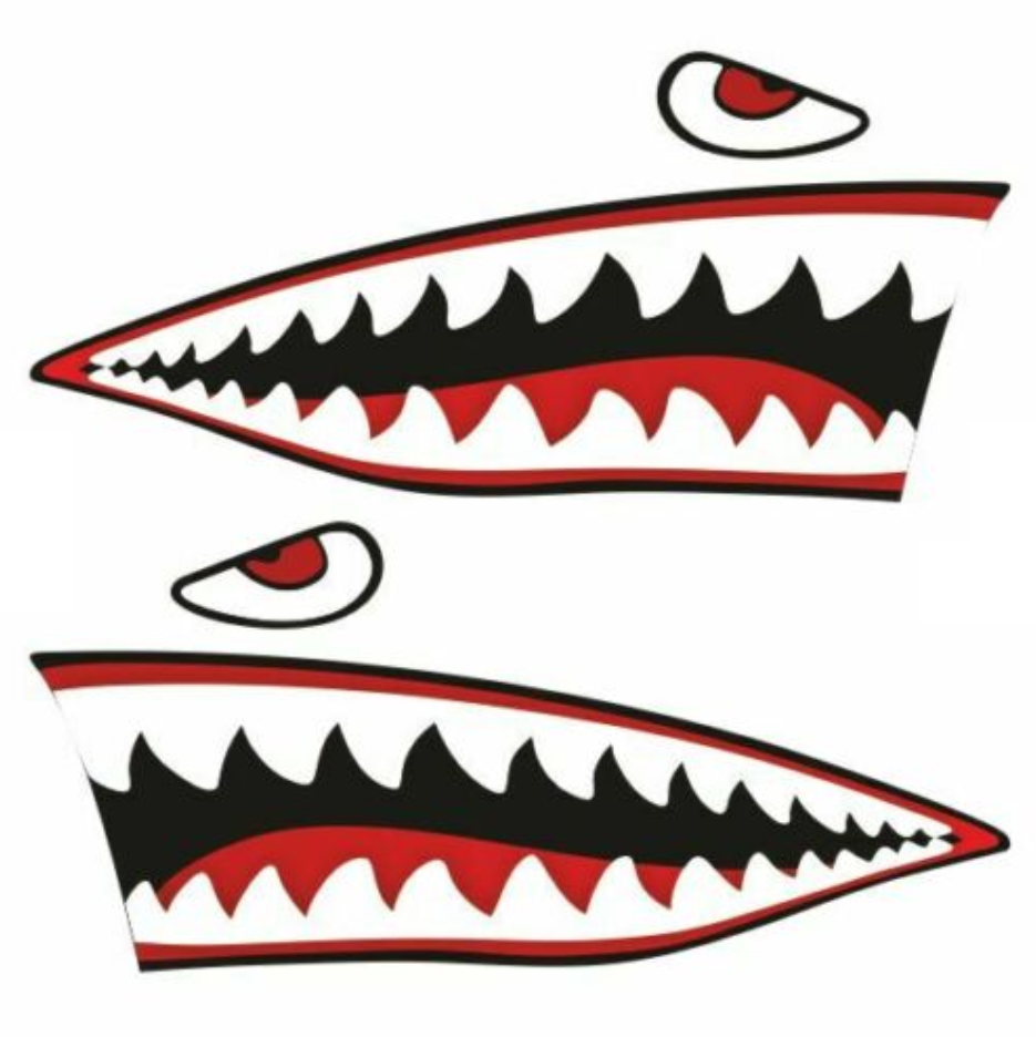 2x Hai Aufkleber 20cm Haifisch Maul Sticker Oldtimer Hotrod Oldschool ...