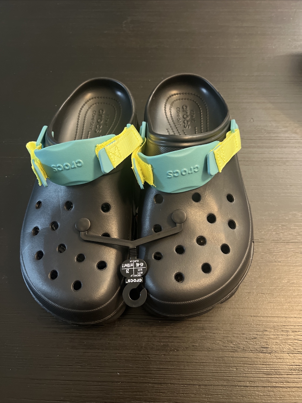 Crocs Men's Sz 11 Classic All Terrain Clog Slip-On Black Teal Strap ...