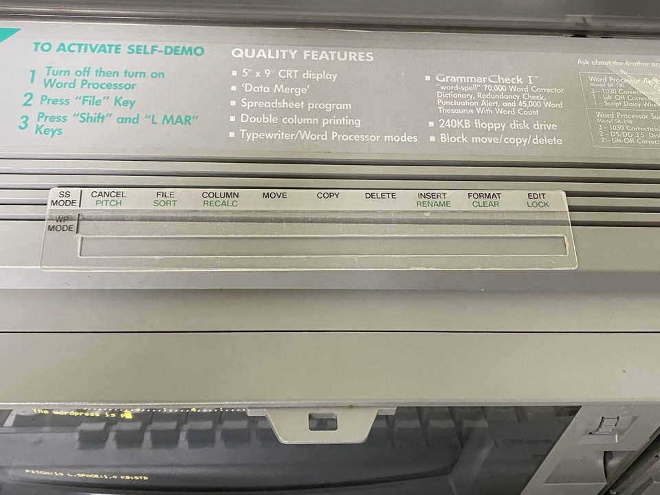 Vintage Brother Word Processor Model WP-80 WORKING CONDITION | eBay