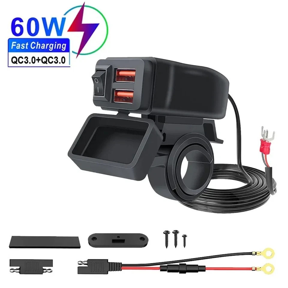 PD QC3.0 Motorcycle USB Fast Charger Type C Port Socket Connector ...