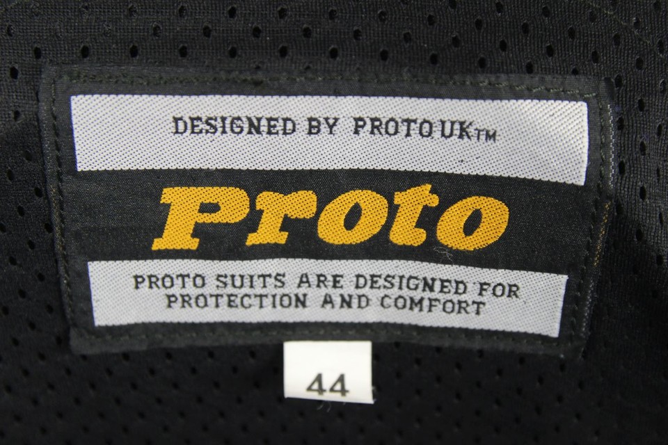 PROTO SILVER & BLUE LEATHER BIKER JACKET WITH BACK, SHOULDER & ELBOW ...