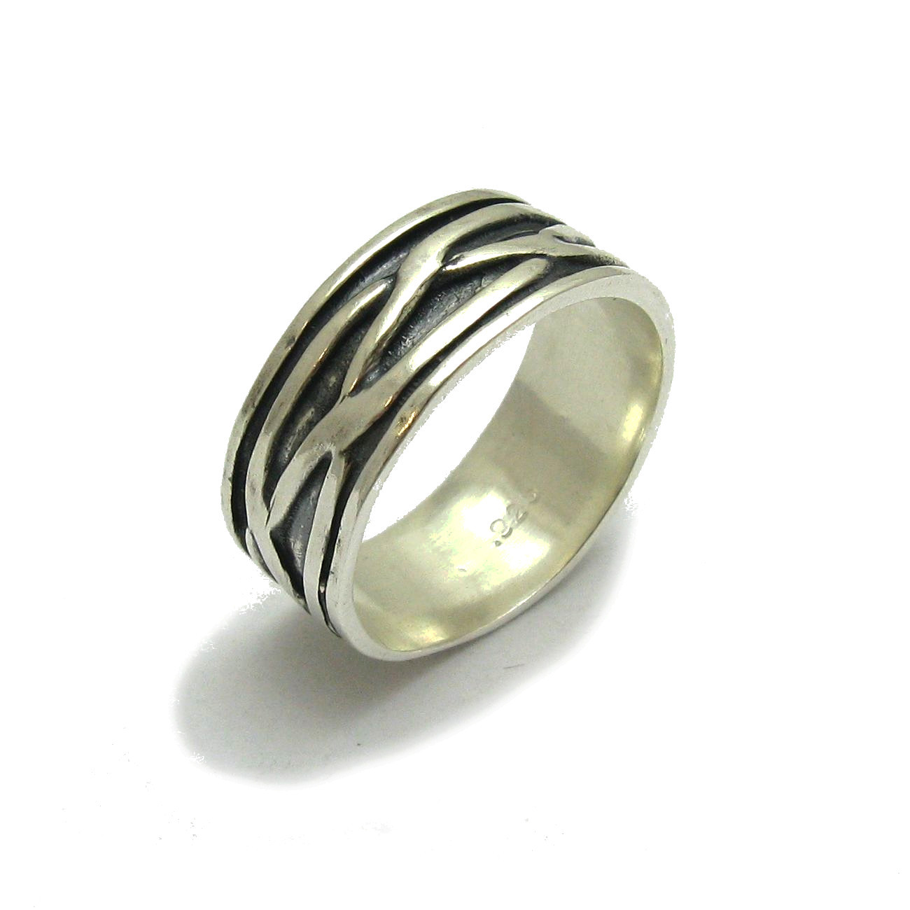Genuine Stylish Sterling Silver Ring Stamped Solid 925 8mm Wide Band ...