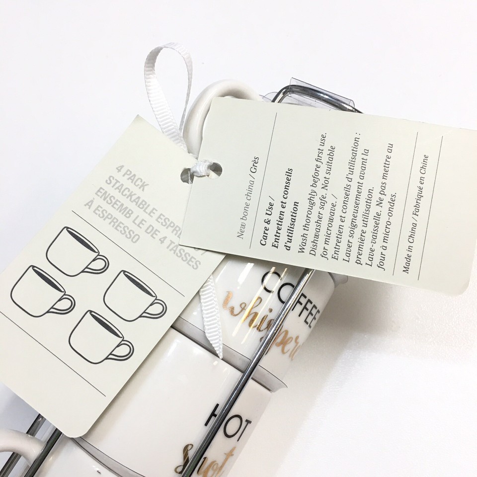 Harvey West Stackable Espresso Cup Set Bone China Nespresso Diavolitto ...