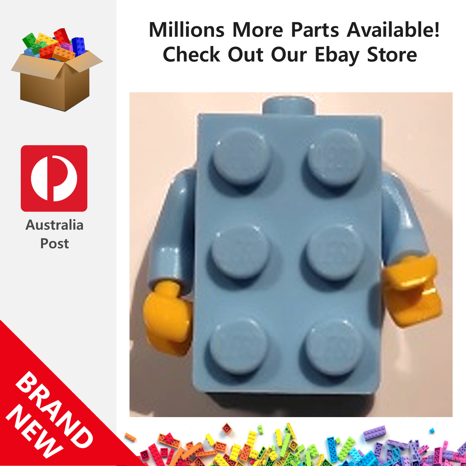 Genuine LEGO™ Bright Light Blue Torso 2 x 3 Brick Costume / Bright ...