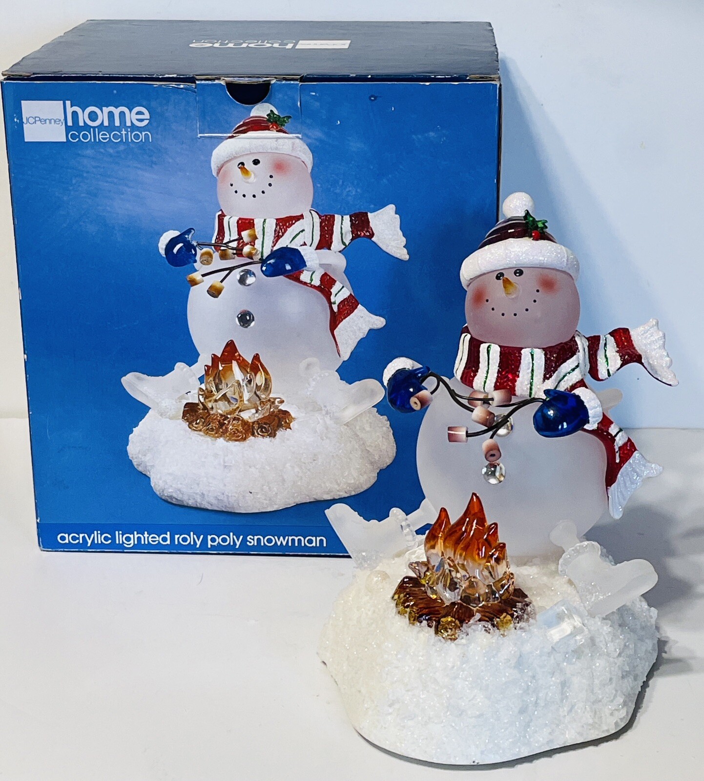 Vtg JCPenney Home Collection Lighted Roly Poly Snowman Changing Colors ...