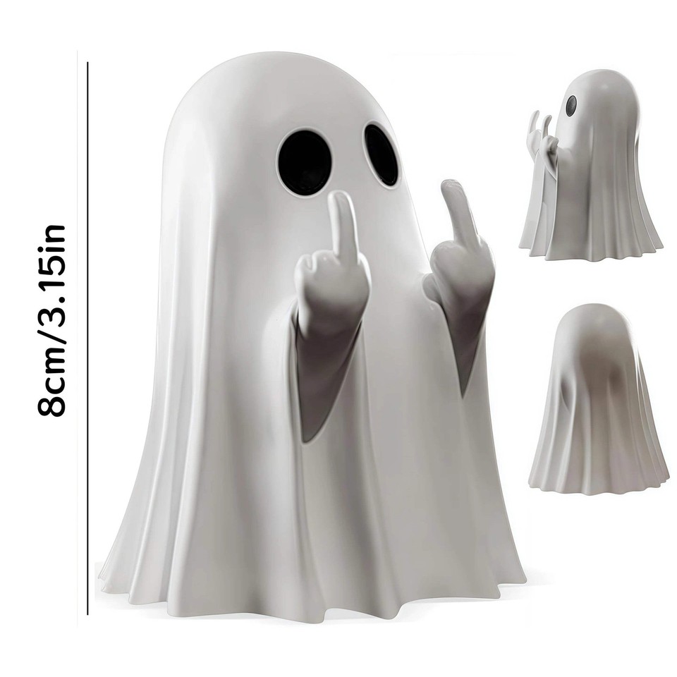 Middle Finger Cute Ghost Statue, Ghosts Small Scary Ghost Figurines ...