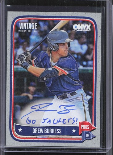 2024 Onyx Vintage #VA-DRBU Drew Burress Silver Auto #/10 Tampa Bay Rays ...