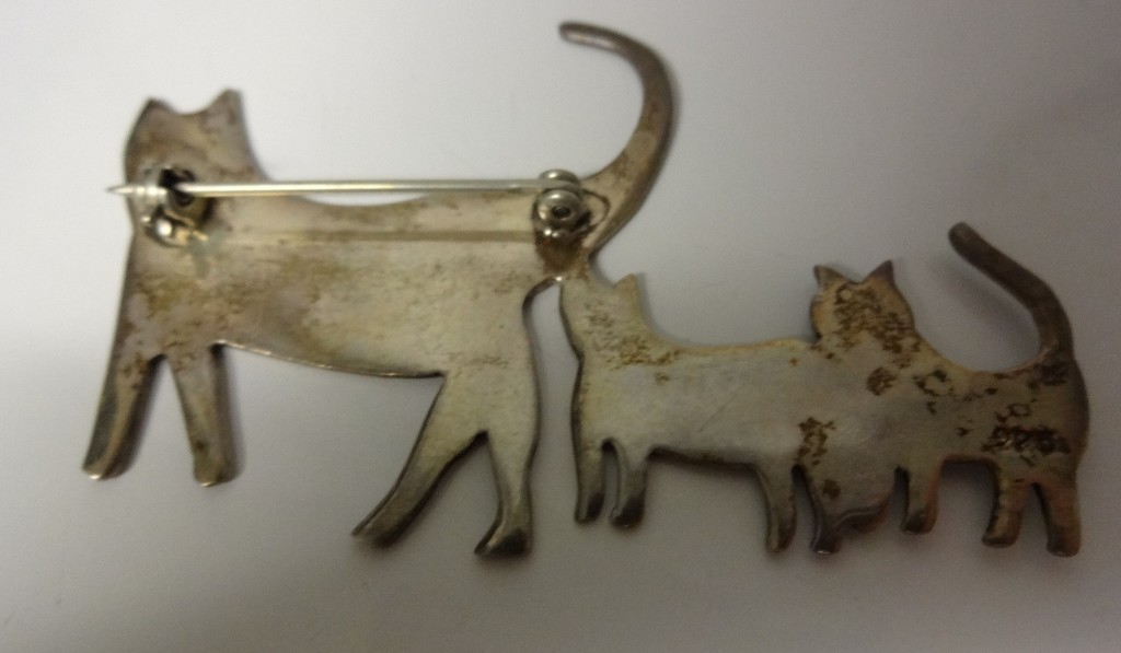 Vintage Modernist 925 Sterling Silver Mother Cat with Kittens Pin ...