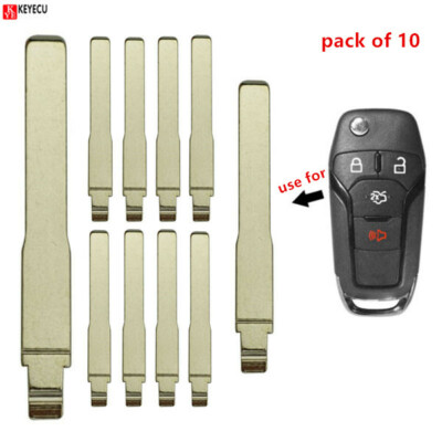 10xNew Uncut Flip Remote Key Blade Blank for Ford Fusion F-150 F-250 ...