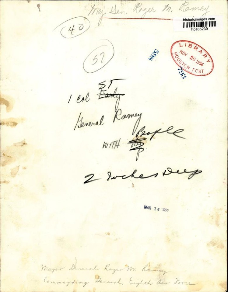 1950 Press Photo General Roger Ramey, Eighth Air Force Commanding ...