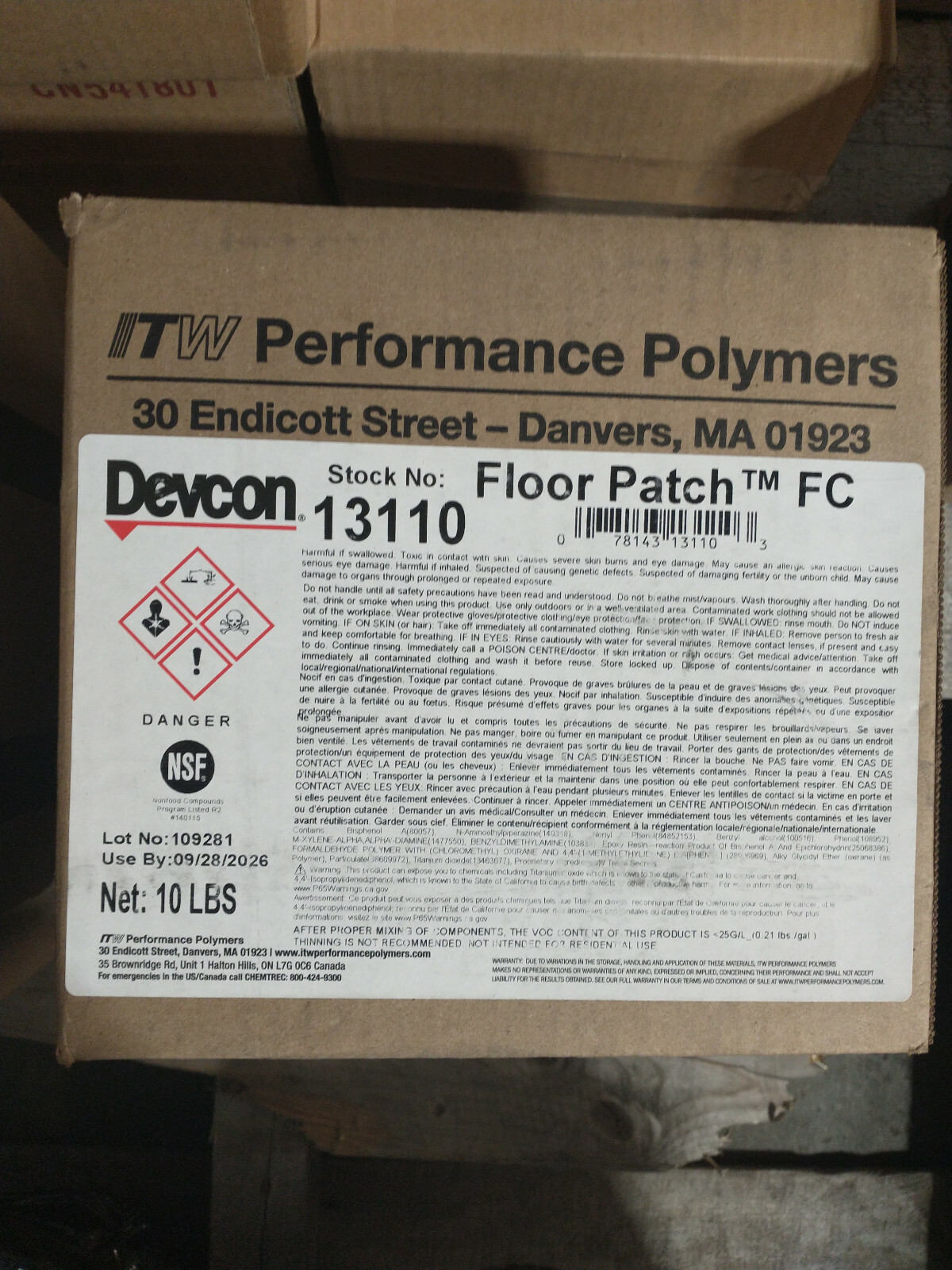 Devcon 13110 Floor Patch FC Fast Cure Epoxy Concrete Grout Repair 10 lb ...