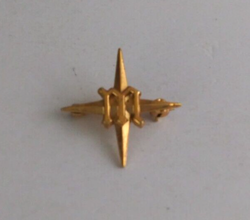 Vintage M On 4 Point Star Gold Tone Lapel Hat Pin | eBay