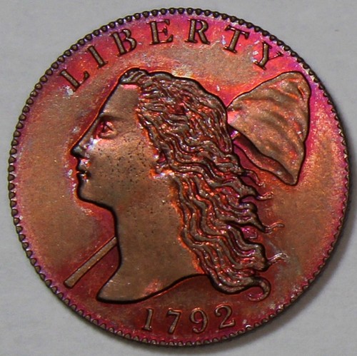 Daniel Carr 1792 Cap and Pole Half Cent facing Left, Red Brown, only 13 ...