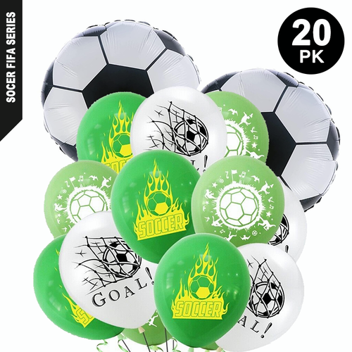20pk Soccer Latex Foil Balloons | FIFA World Cup Theme Birthday Party ...