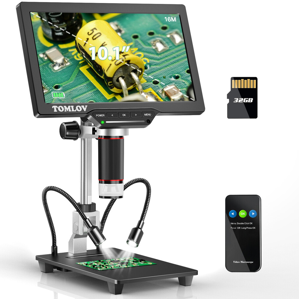 TOMLOV 1500x 10" HDMI Digital Microscope Camera Coin Microscope ...