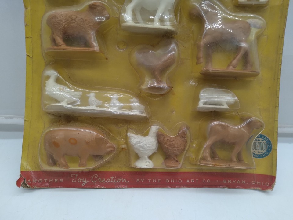 Vintage 1950's Ohio Art Co no. 191 Farm Yard Set Vinyl Rubber Animal ...