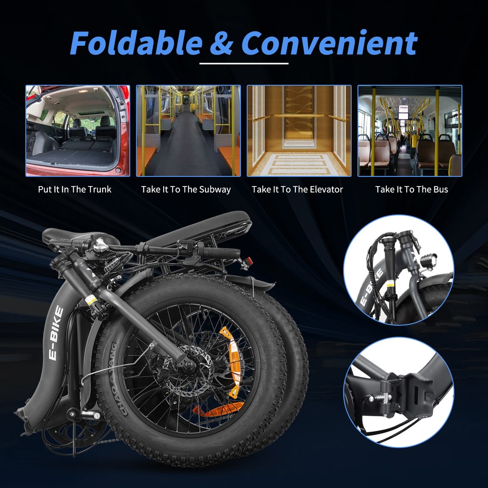 e bike For Adults 20" 750W Electric Folding E Bike Fat Tire City ...