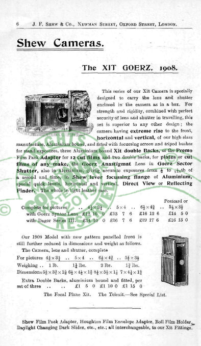 J F Shew Co Cameras 1908 CATALOG Lenses Photography Equipment Features ...
