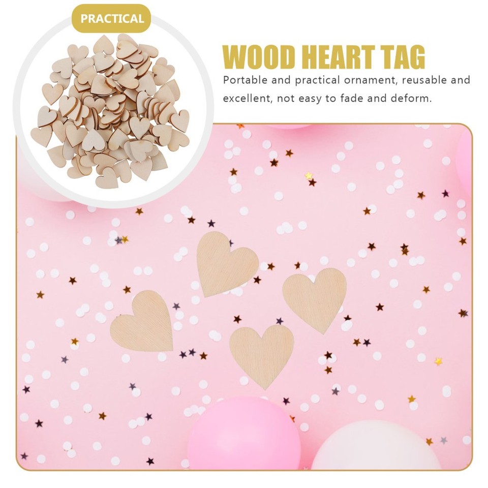 300 Pcs Heart Ornament Shape Wood Tags Design Decoration Craft -shaped ...