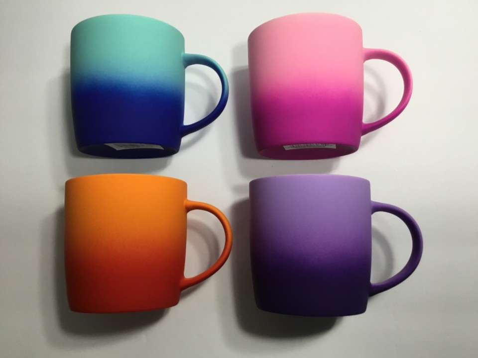 Ceramic Coffee Tea Mugs Cups Two tone fade Matte Four Colors 12oz Set ...