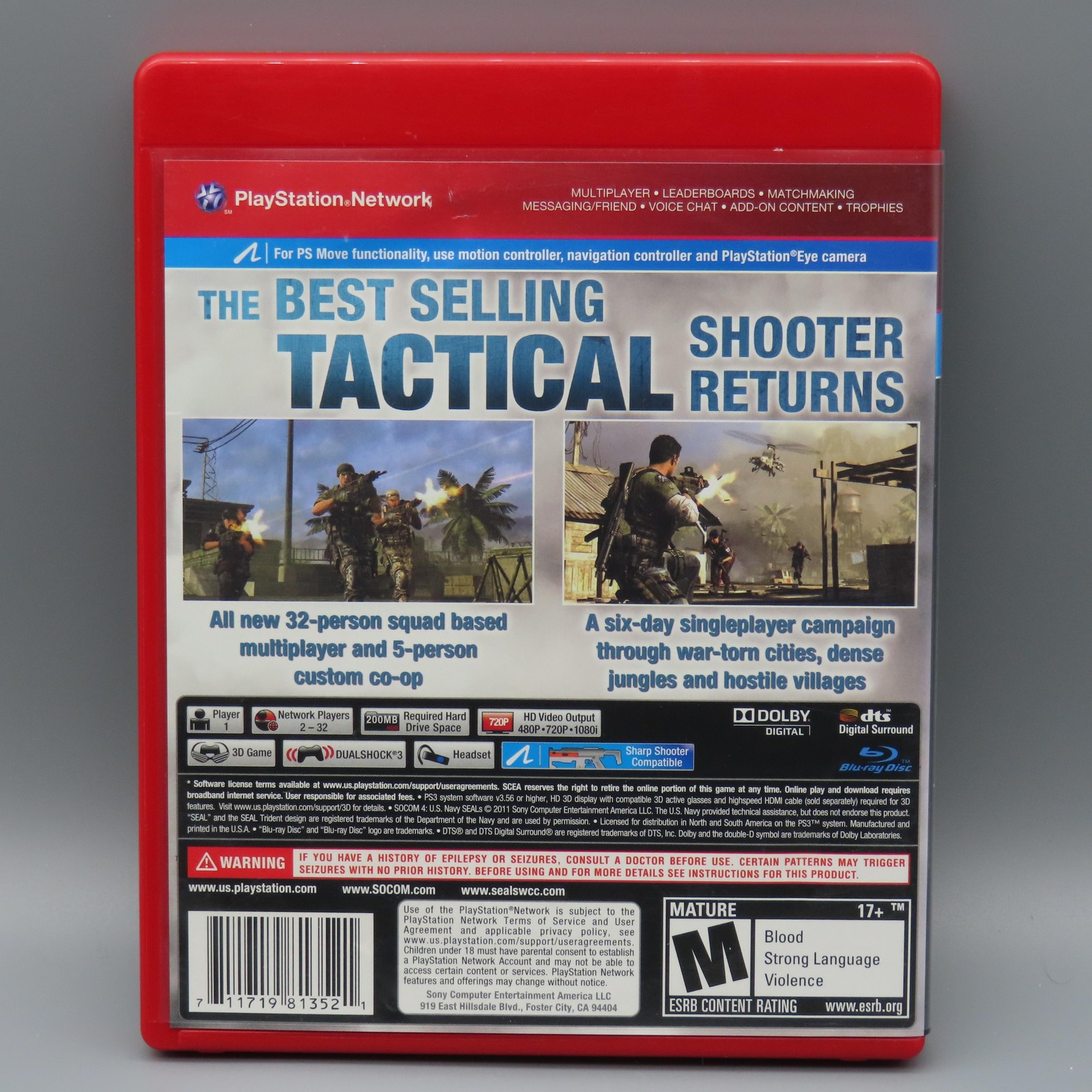 SOCOM 4 U.S. Navy SEALs Sony PlayStation 3 PS3 Greatest Hits Video Game ...