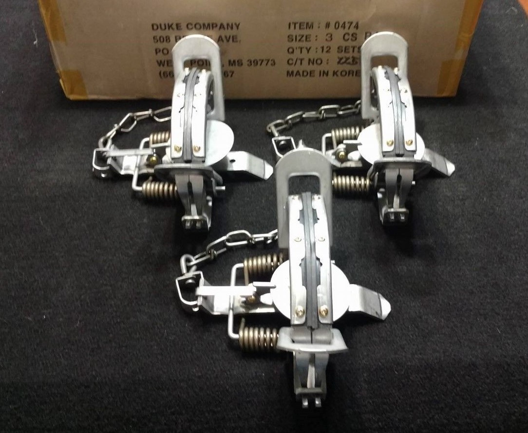 3 Duke #3 Coil Spring Trap RUBBER JAW trap coyote trapping bobcat 0474 ...