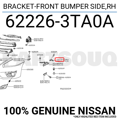 622263TA0A Genuine Nissan BRACKET-FRONT BUMPER SIDE,RH 62226-3TA0A | eBay