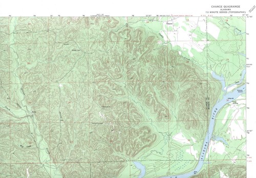 Chance Quadrangle Alabama 1972 USGS Topo Map 7.5 Minute Topographic | eBay