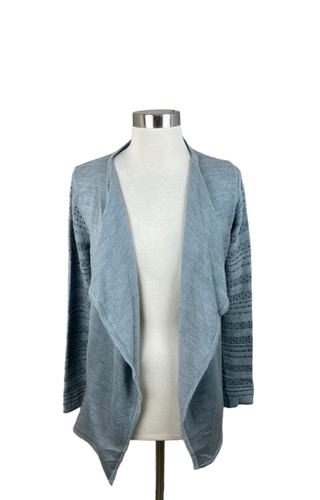 Smartwool S Gray Merino Wool Crochet Sleeve Open Drape Front Cardigan ...