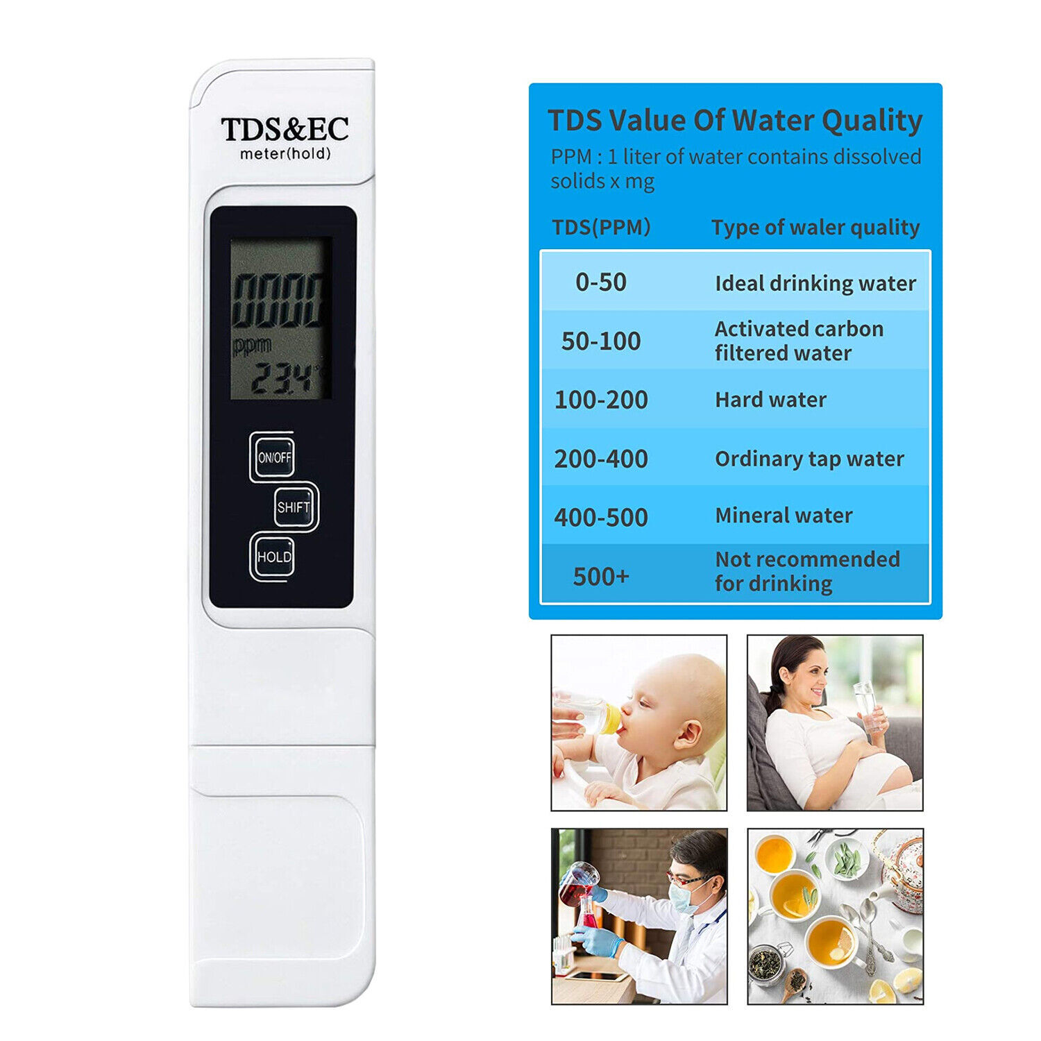 TDS3 PPM Meter Digital Tester Home Drinking Tap Water Quality Purity ...