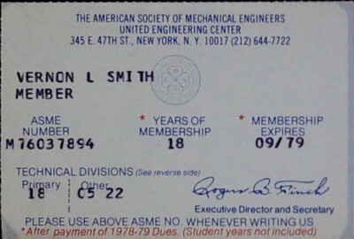 ASME Mechanical Engineers Membership Card Railroad Pass Badge Ephemera ...
