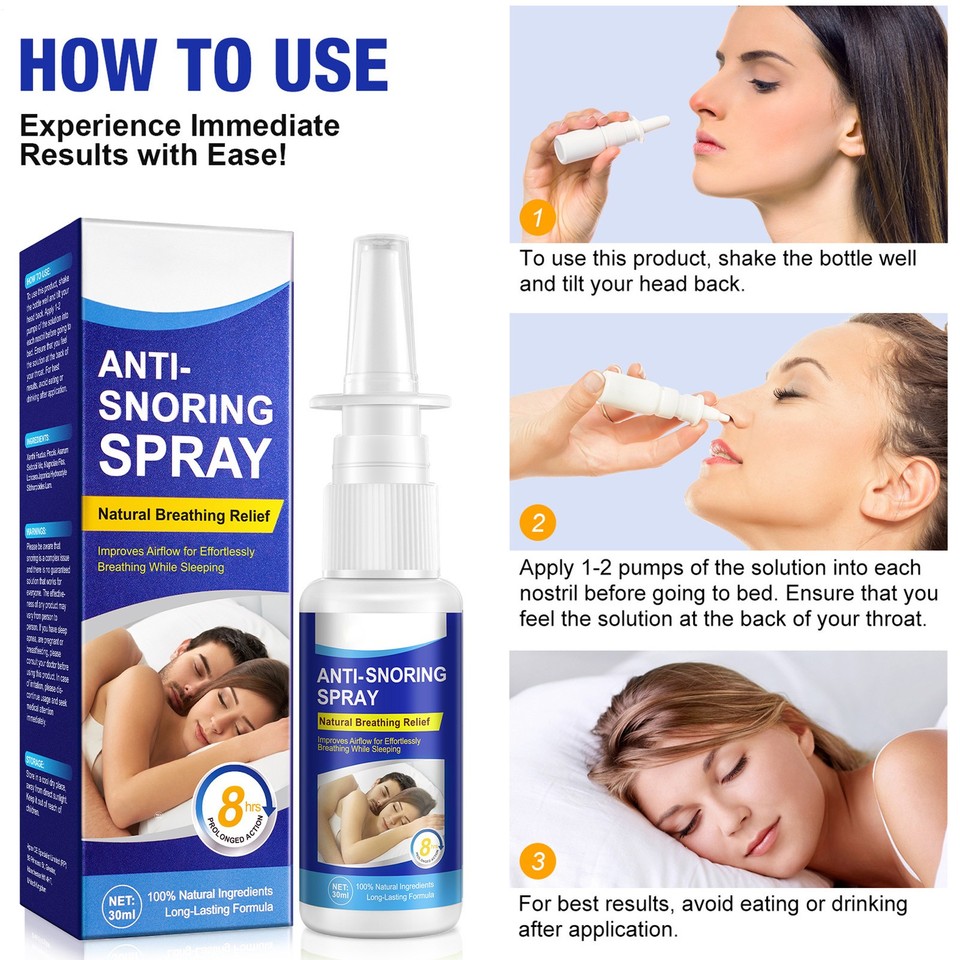 30ML Anti Snoring Spray Stop Snore Breath Throat Relief Sleeping Easier ...