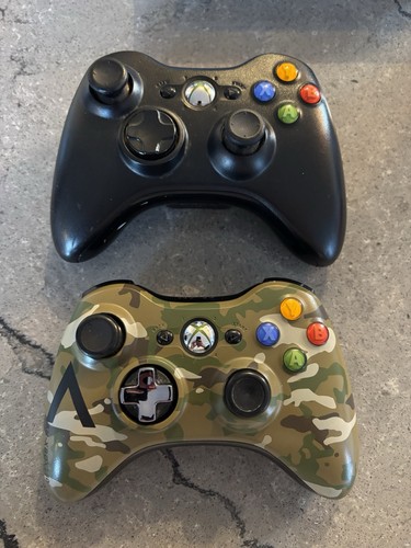 Lot Of 2 Microsoft Xbox 360 Wireless Controllers, Camouflage & Black, Used | eBay