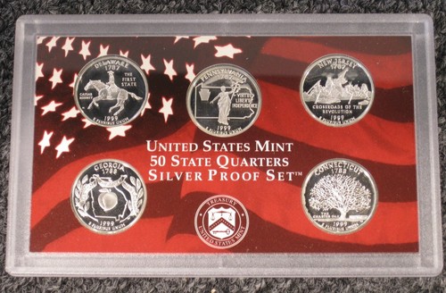 1999-S Government Issued Silver Proof State Quarters Set - 5 coins with ...