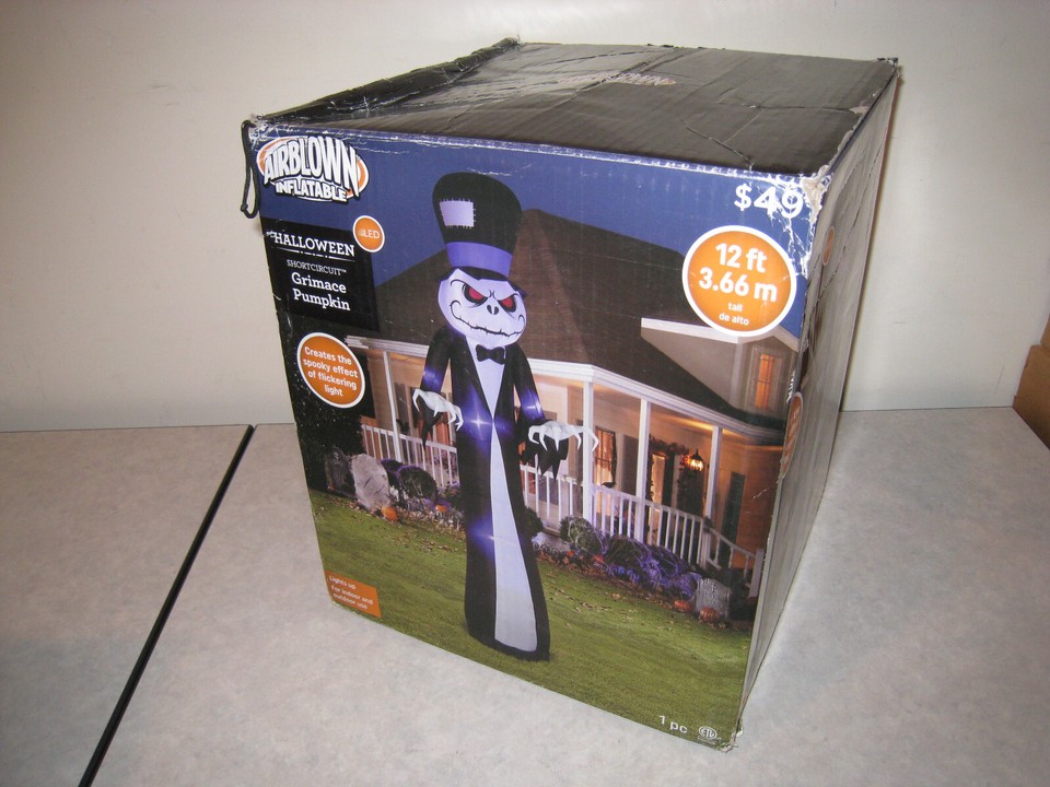 Gemmy Giant-Sized 12 ft Short Circuit LED Grimace Pumpkin Reaper ...